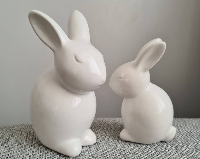 Gloss White Ceramic Bunny Rabbit Ornament - Easter Decoration - Etsy
