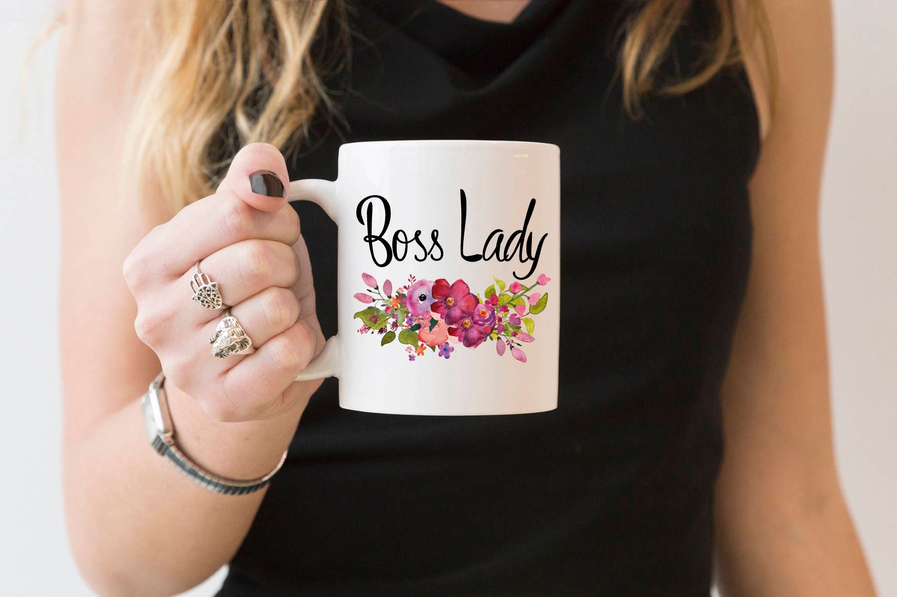 Boss Lady Mug, Boss Mug, Gift for Boss, Funny Mug, Office Mug, Floral ...