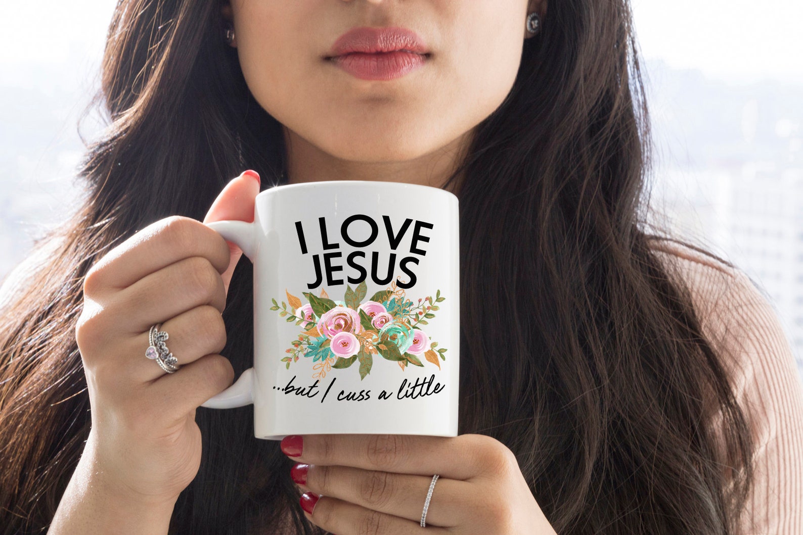 Jesus Coffee Mug I Love Jesus But I Cuss a Little Religious | Etsy