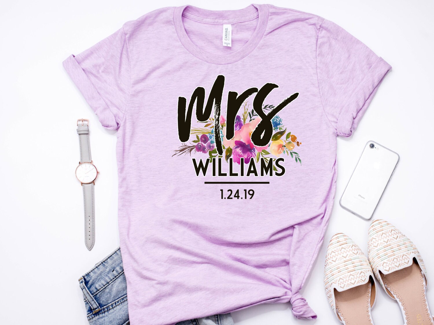 Just Married Shirt Wedding Date Mrs Shirt New Wife Shirt | Etsy