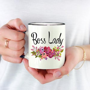 Boss Lady Mug, Boss Mug, Gift for Boss, Funny Mug, Office Mug, Floral ...