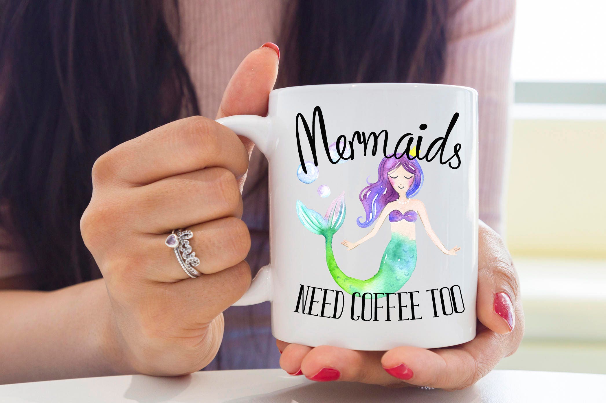 Mermaid Coffee Mug Mermaids Need Coffee Too Mug Funny - Etsy