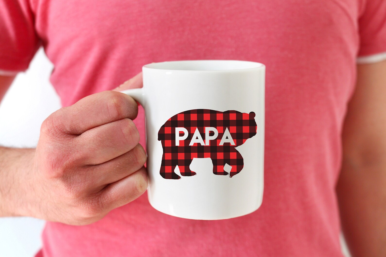 Papa Bear Mug, Buffalo Plaid Mug, Papa Bear Coffee Mug, Papa Bear Cup ...