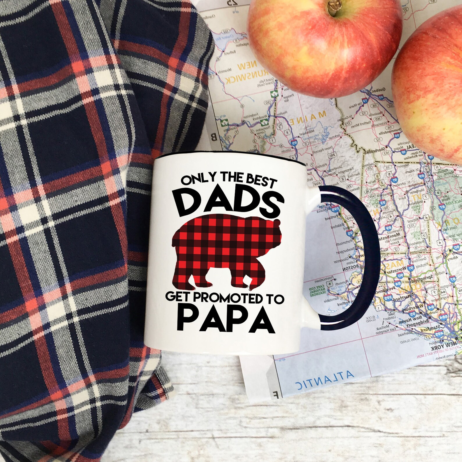 Papa Mug, Buffalo Plaid Mug, Papa Coffee Mug, Papa Coffee Cup, Grandpa ...