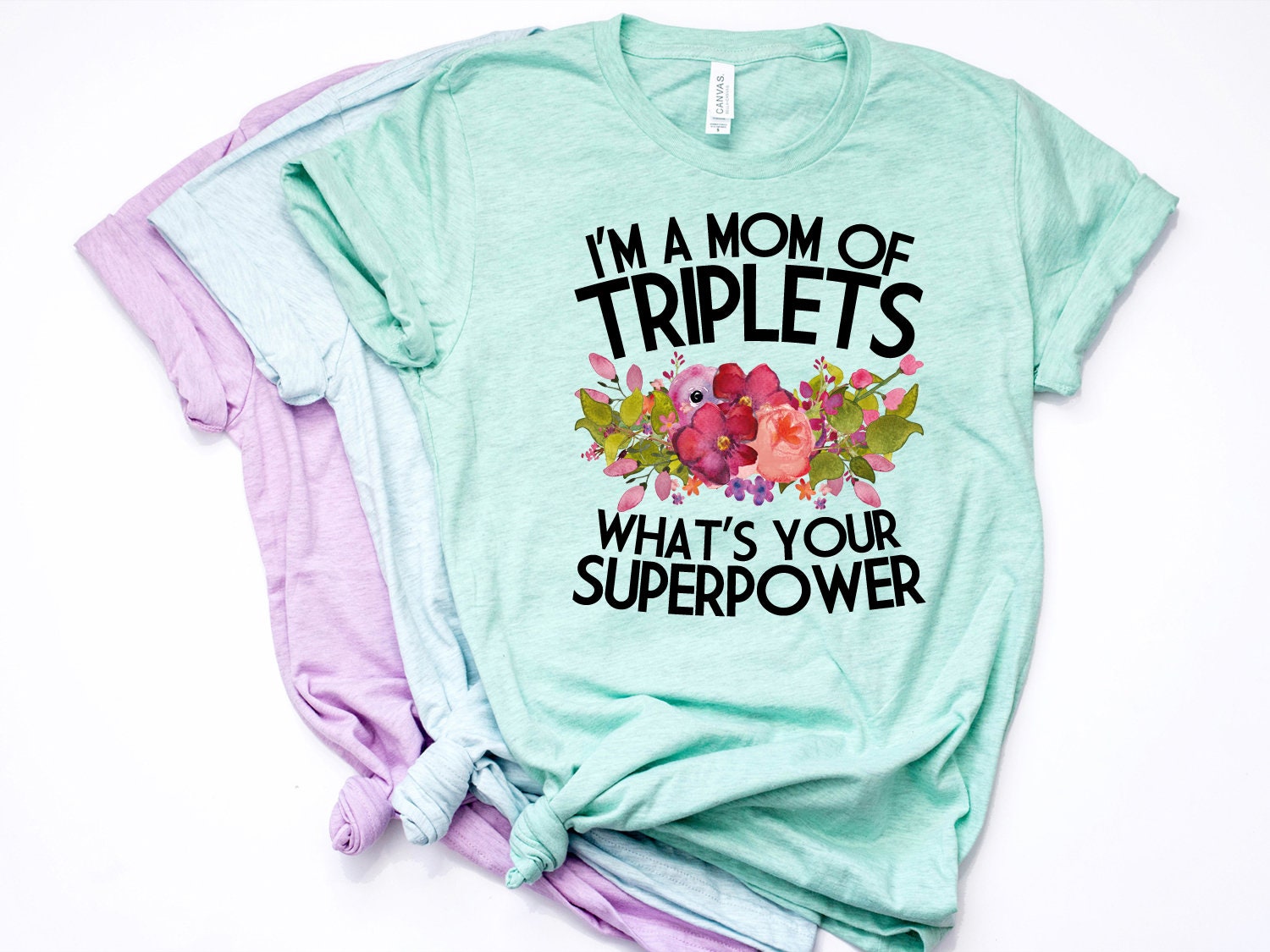 Mom of Triplets, Triplets Reveal, Mom of Triplets Shirt, Triplets ...