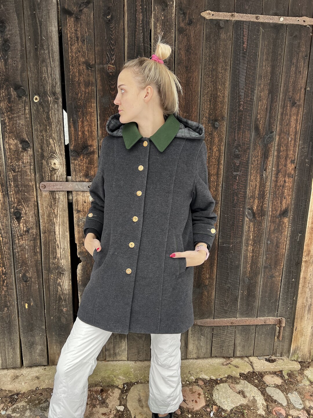 Vintage Austrian Tiroler Loden Coat Grey Wool Cashmere Dirndl Coat ...