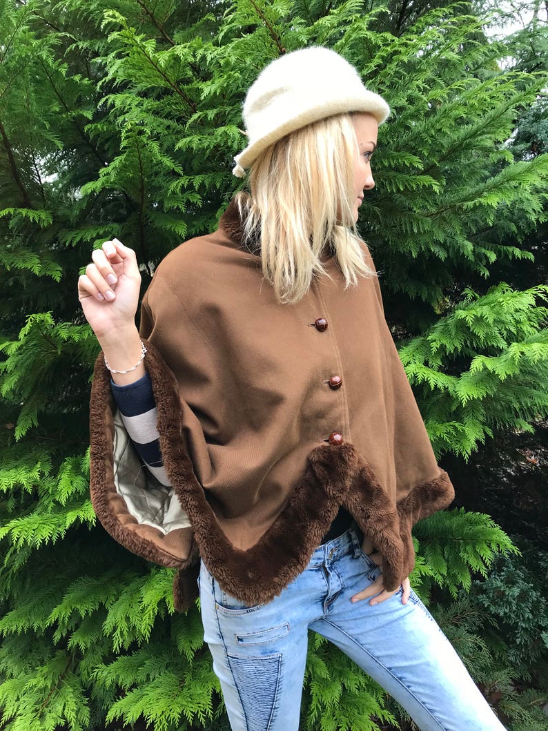 Armani Brown Cropped Cloak Sand Brown Cape Coat Elegant Cloak ...