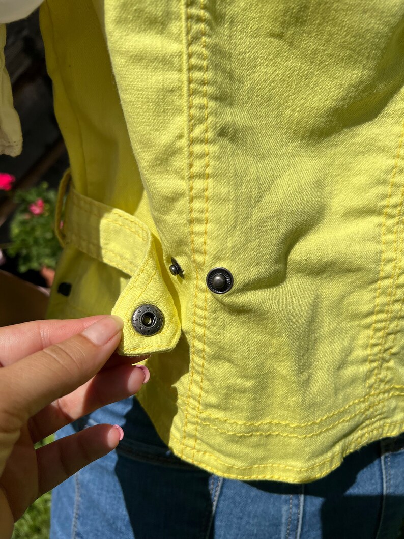 Vintage Denim Pale Yellow Vest Women Denim Vest Large Size Denim Vest ...