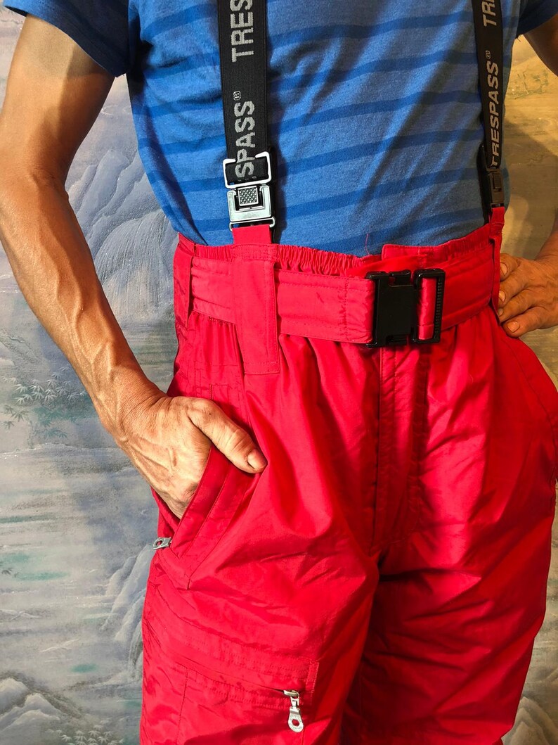 Red Unisex Skiing Pants 90s Winter Hipster Snow Pants Vintage ...