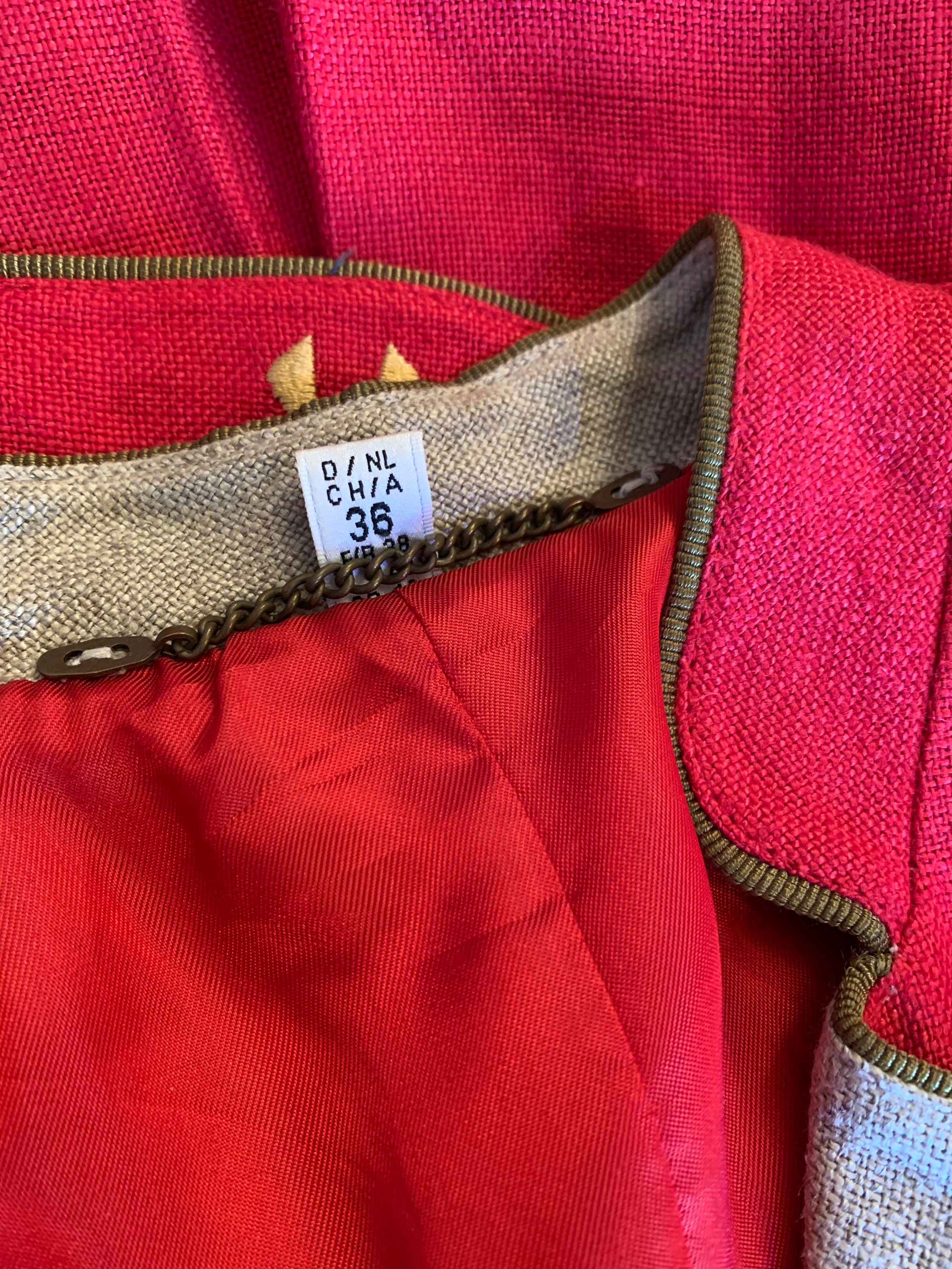 Vintage Austrian Linen Jacket Wine Red Dirndl Blazer Folk Eco | Etsy