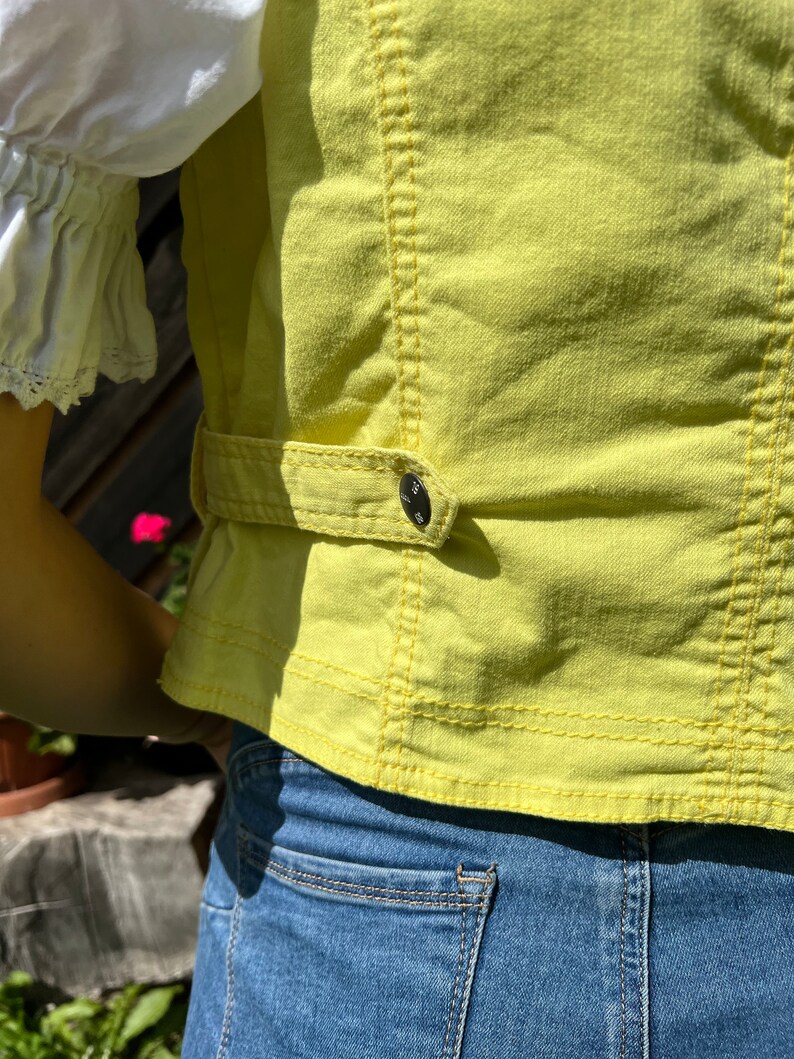 Vintage Denim Pale Yellow Vest Women Denim Vest Large Size Denim Vest ...