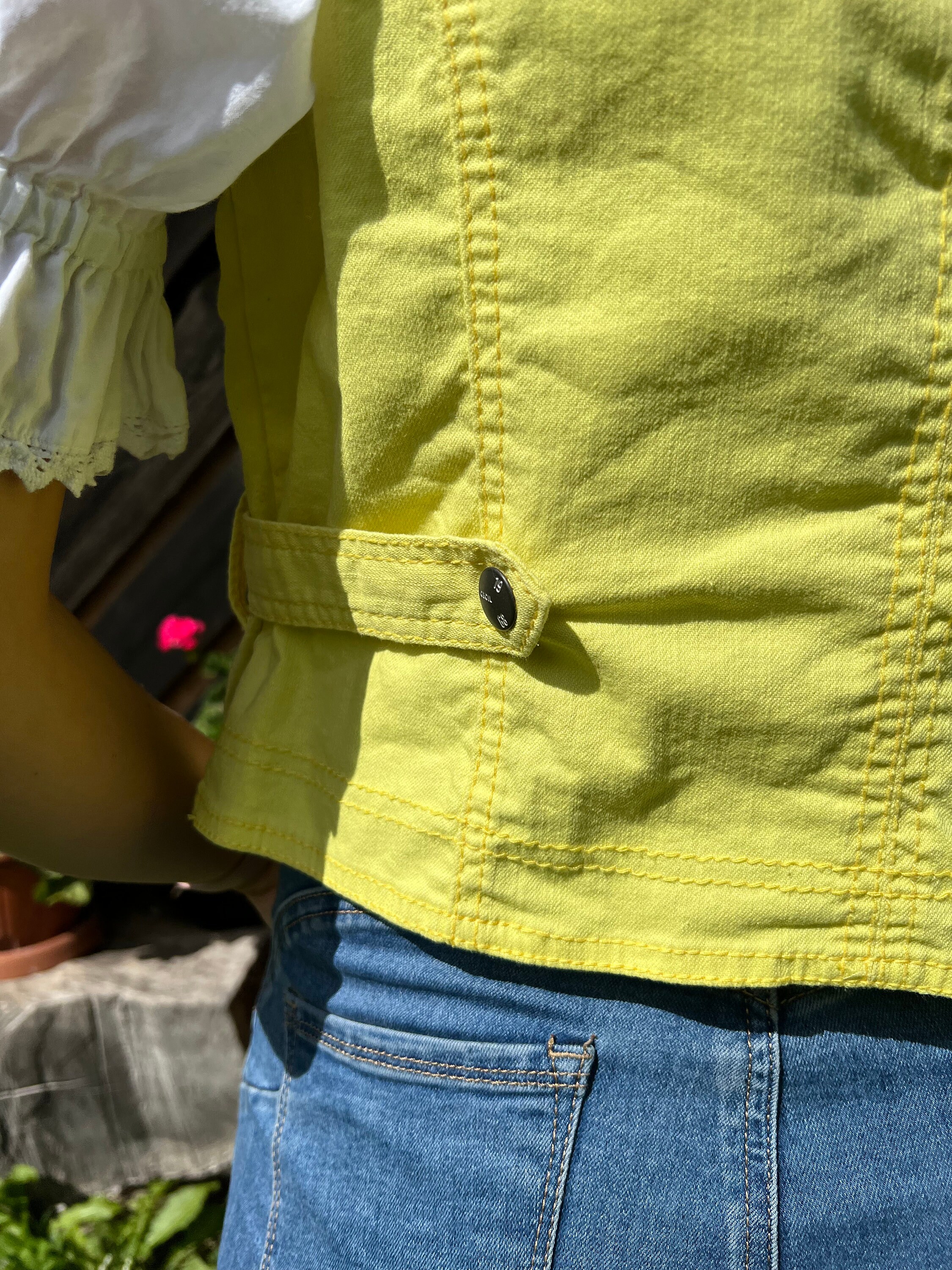 Vintage Denim Pale Yellow Vest Women Denim Vest Large Size Denim Vest ...