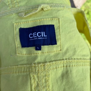 Vintage Denim Pale Yellow Vest Women Denim Vest Large Size Denim Vest ...