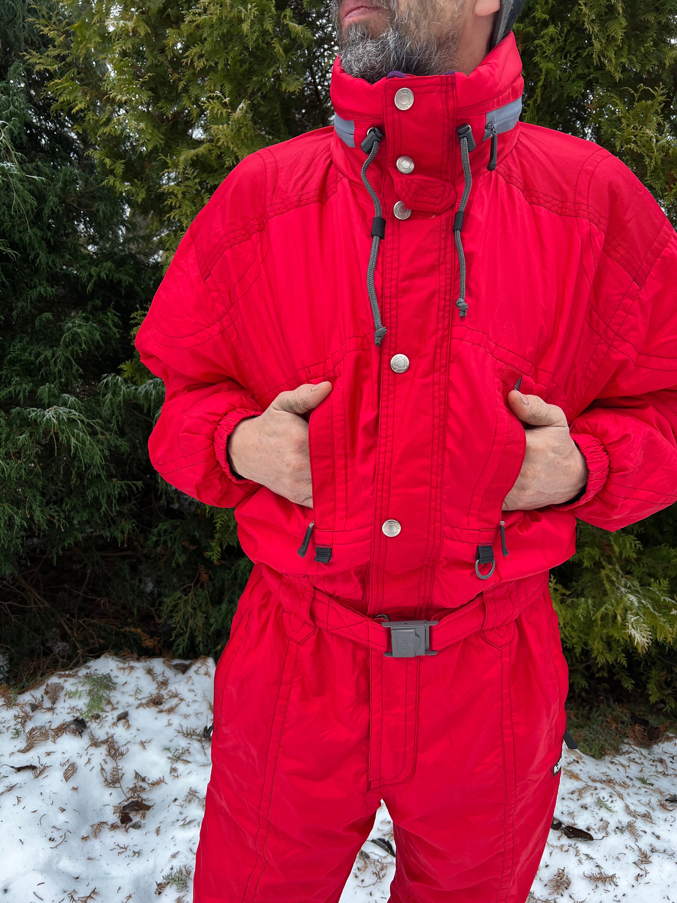 One Piece Ski Suit Red Snowsuit Winter Wear Snow Gear Snow Pants ...