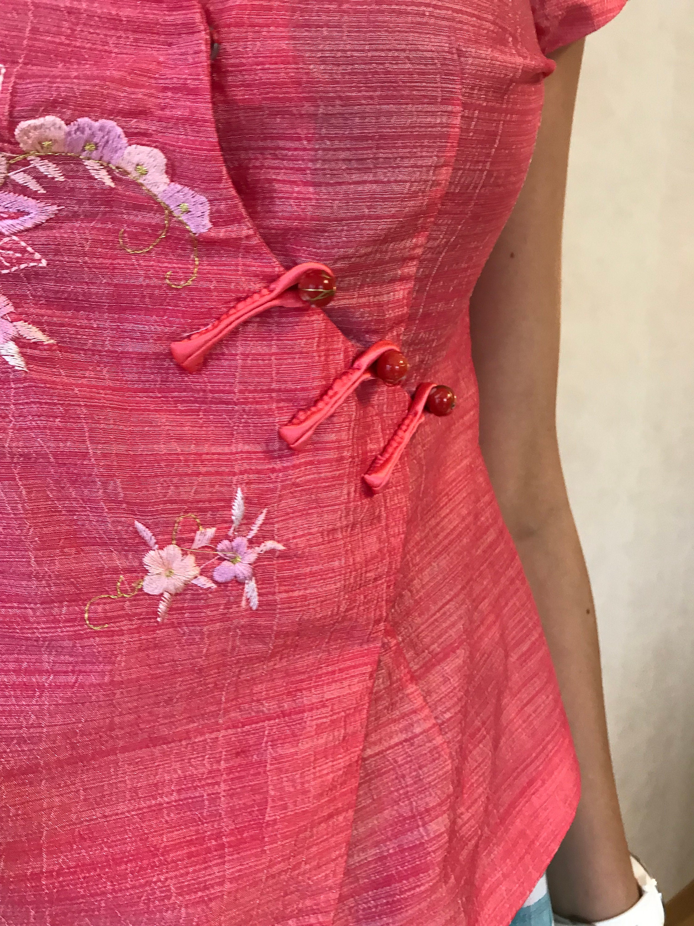 Peach Asian Blouse Asian Shirt Chinese Style Shirt Peach Blouse Asian ...