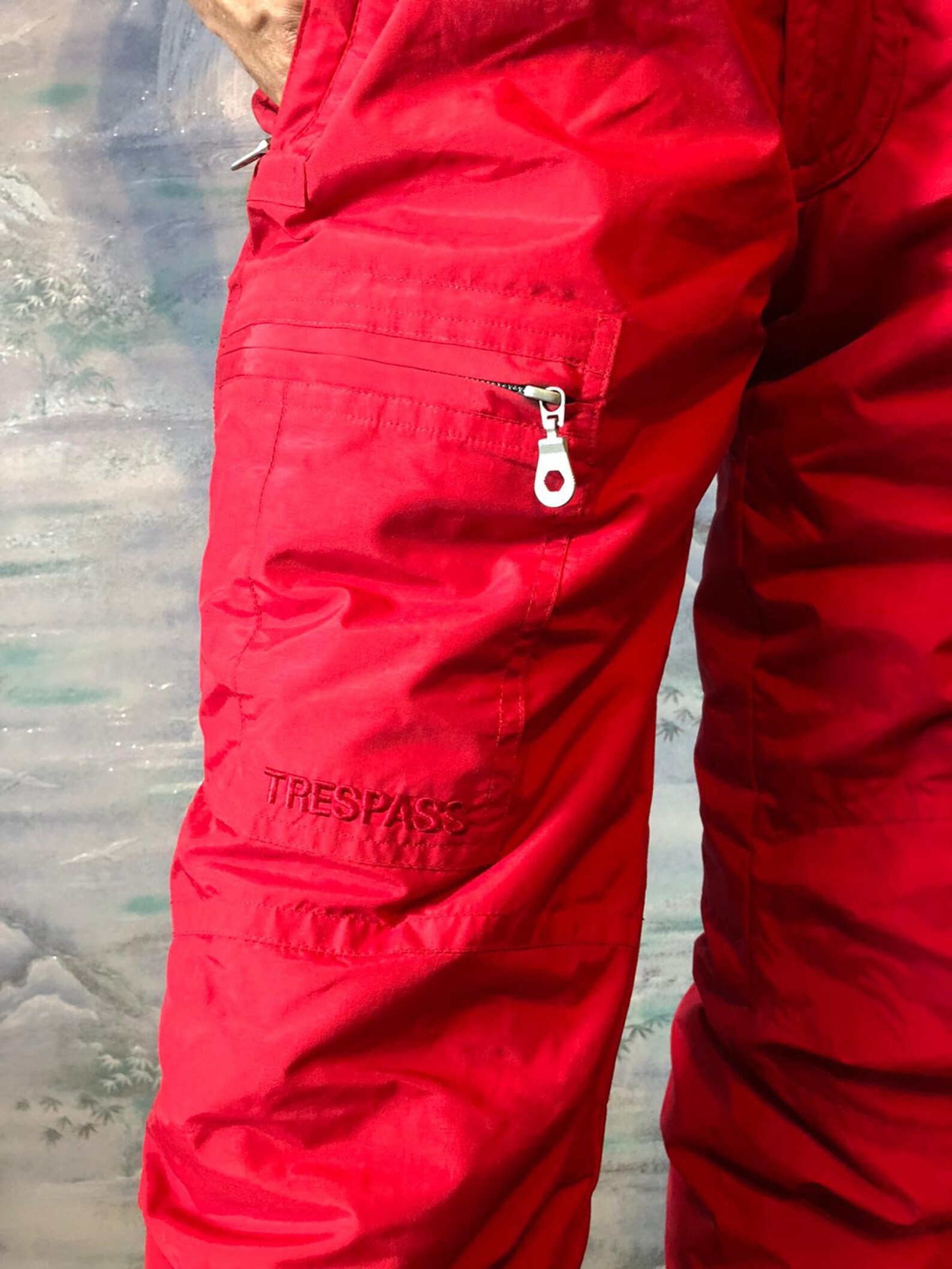 Red Unisex Skiing Pants 90s Winter Hipster Snow Pants Vintage ...