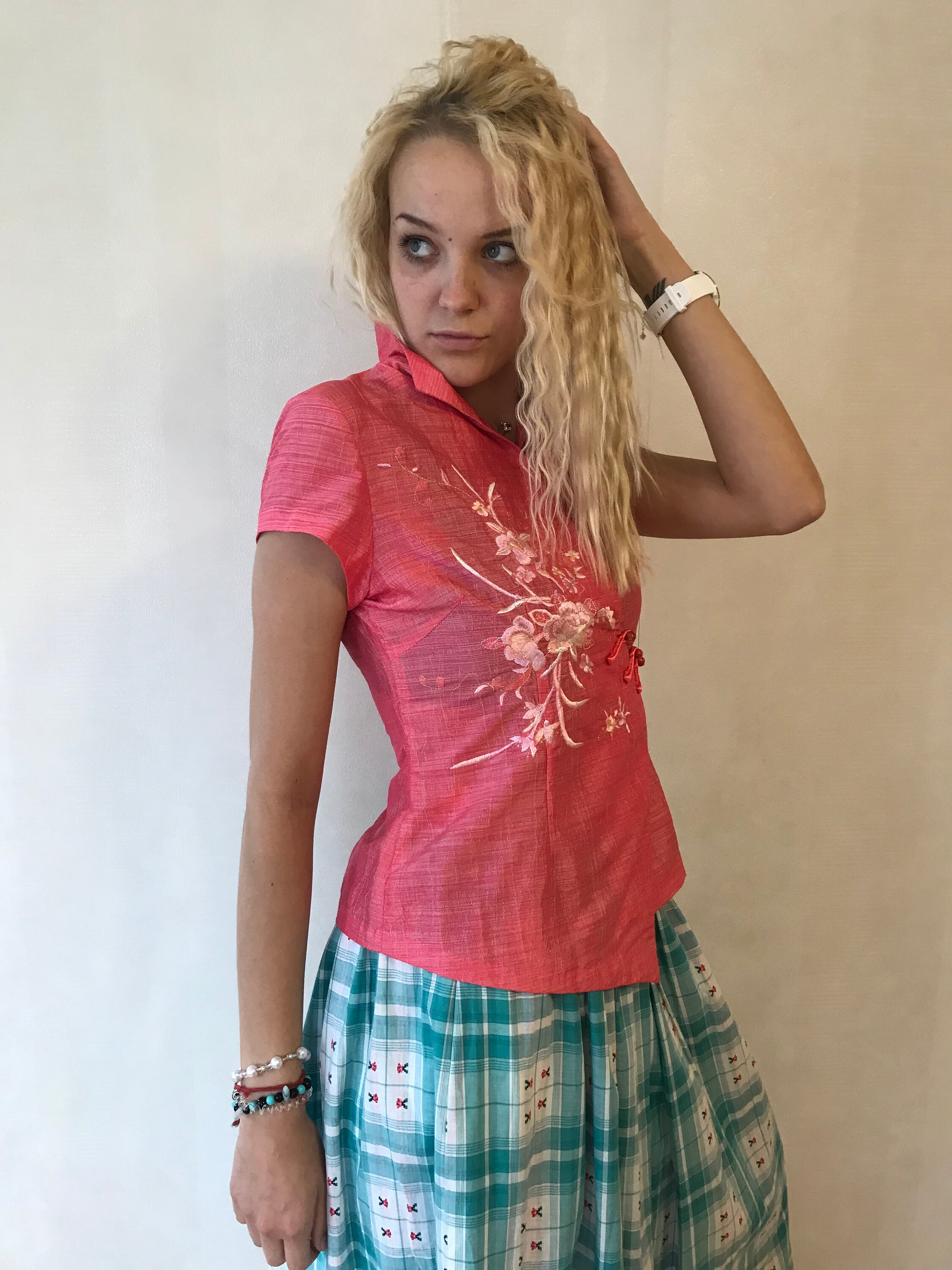 Peach Asian Blouse Asian Shirt Chinese Style Shirt Peach Blouse Asian ...