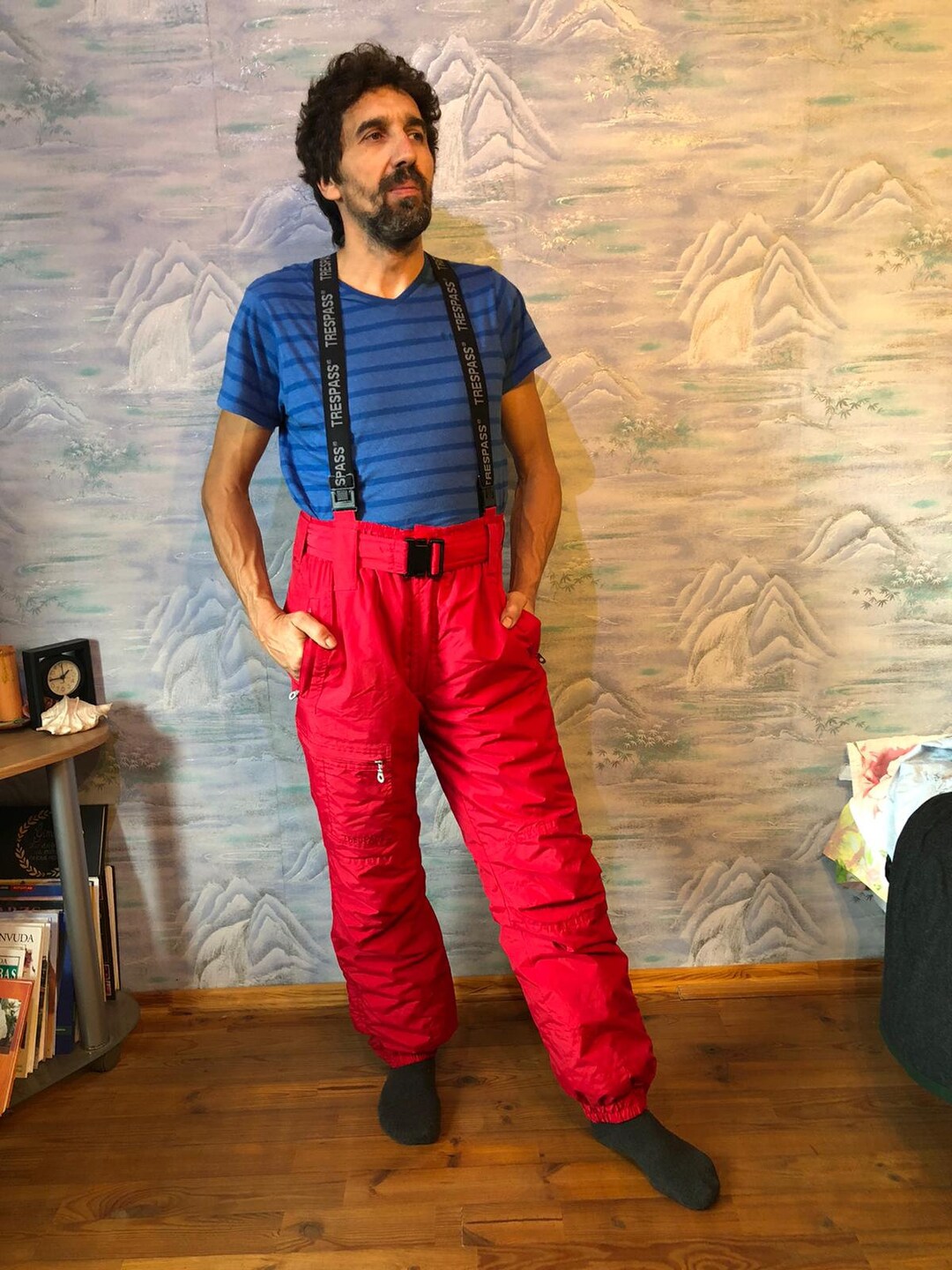 Red Unisex Skiing Pants 90s Winter Hipster Snow Pants Vintage ...