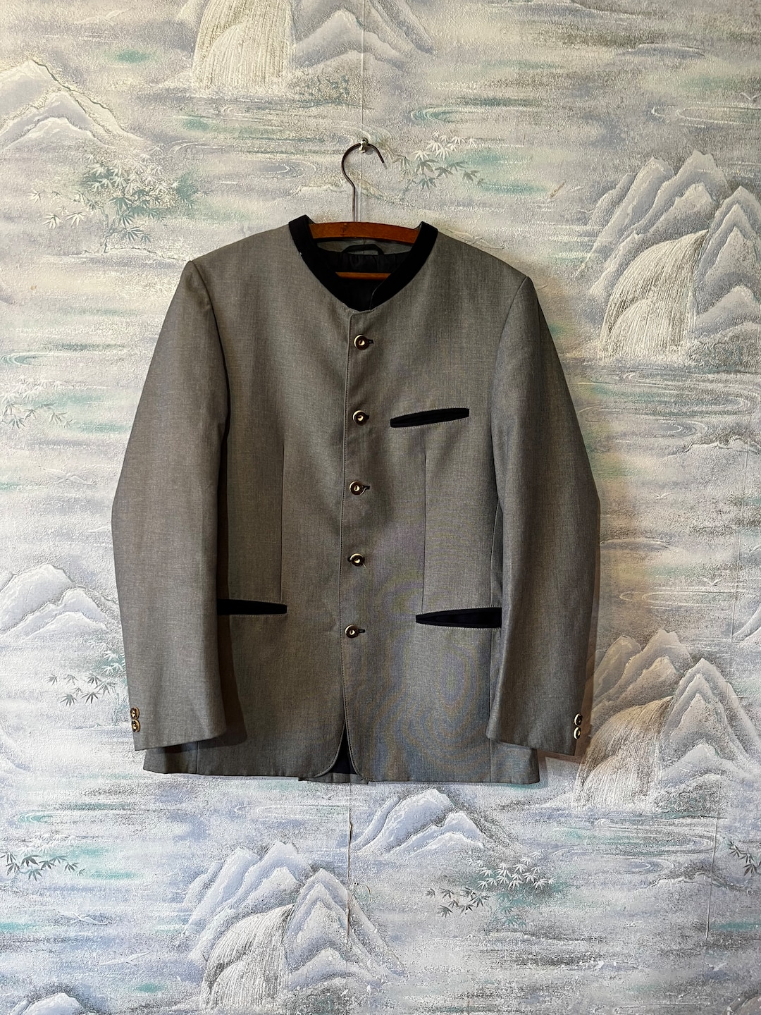 Vintage Mens Loden Jacket Grey Traditional Folk Austrian Blazer ...