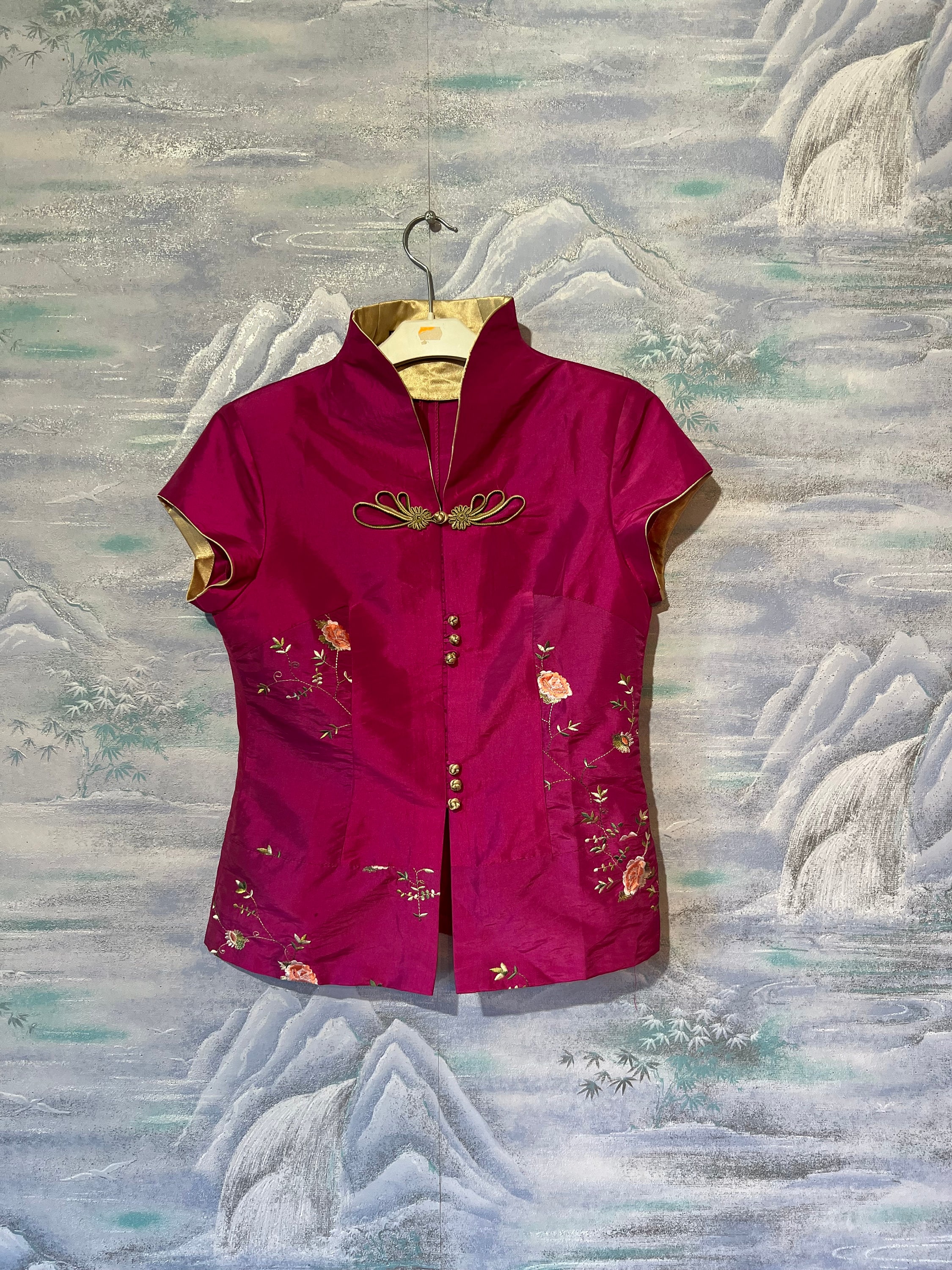 Pink Asian Blouse Asian Shirt Chinese Style Shirt Pink Blouse Asian ...