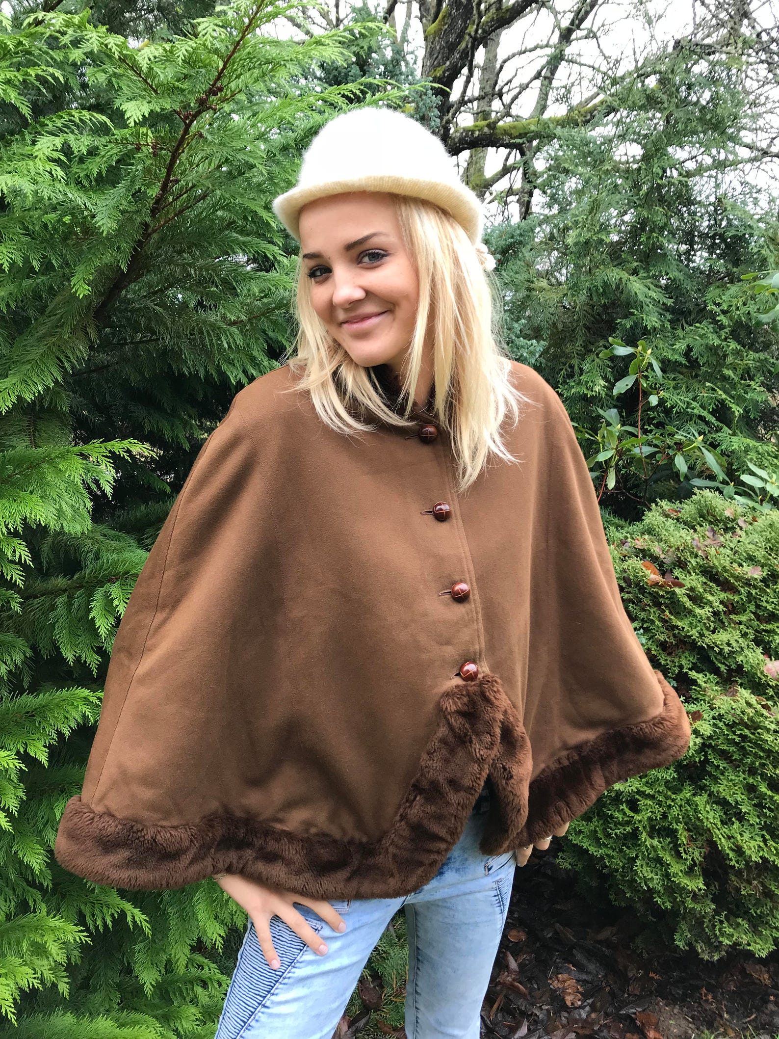 Armani Brown Cropped Cloak Sand Brown Cape Coat Elegant Cloak ...