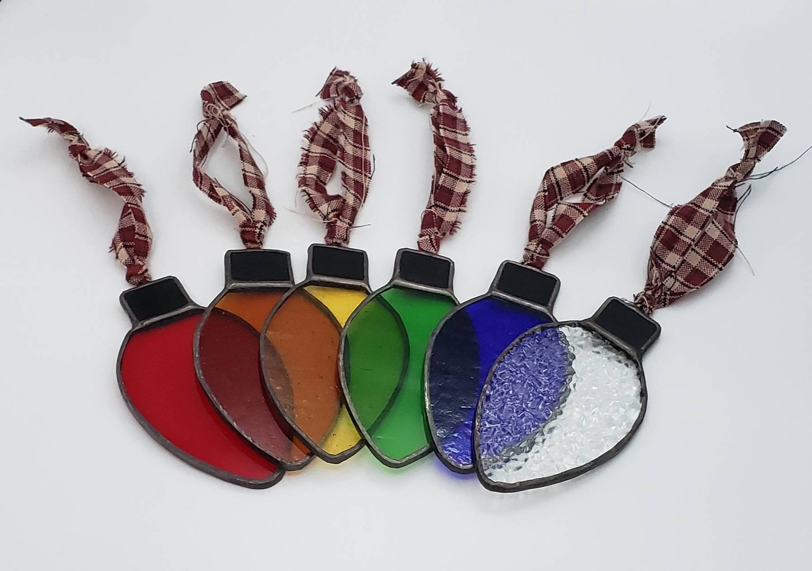 Up-cycled Church Glass Set of 6 christmas Light Bulb Stained - Etsy Canada