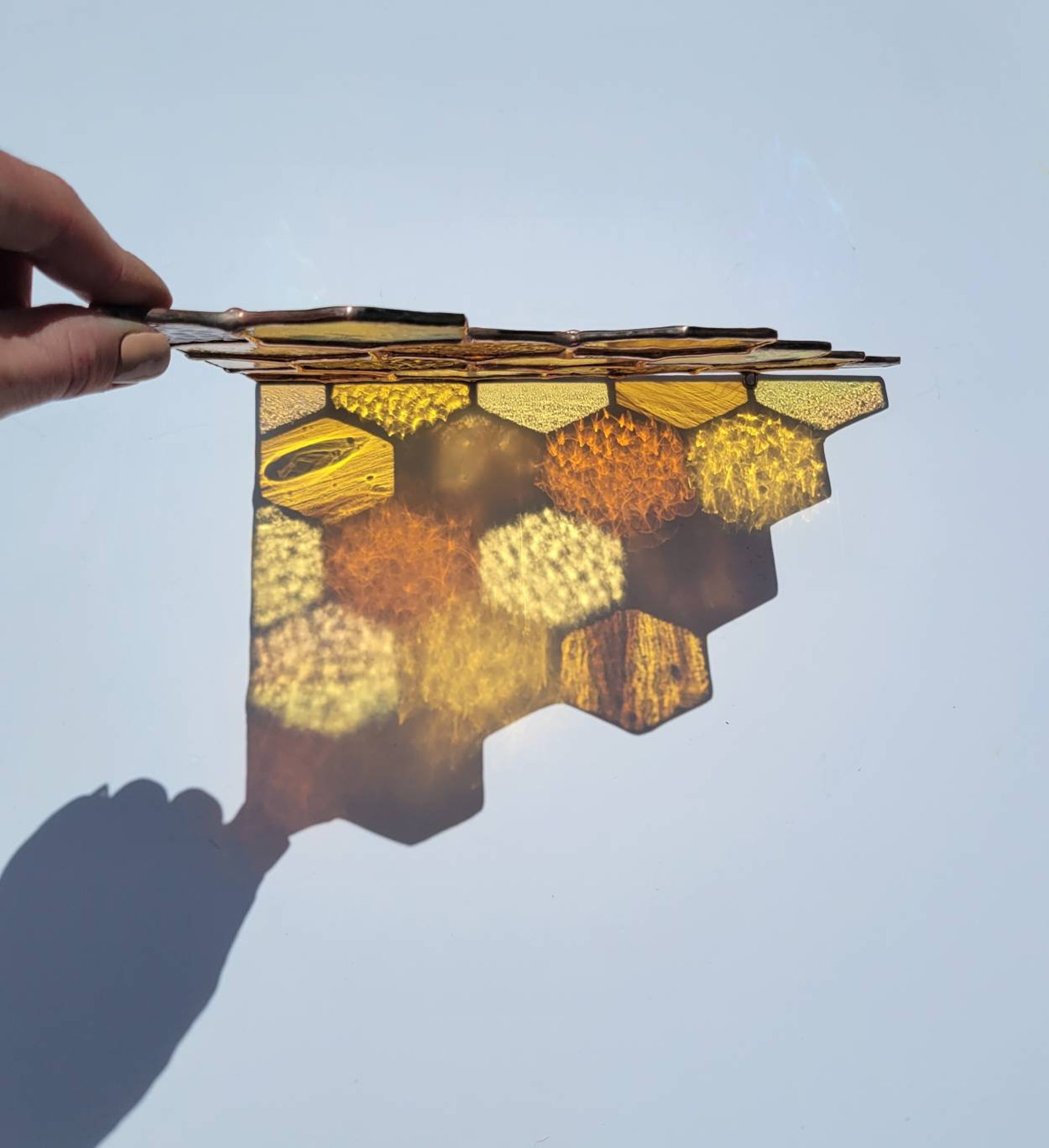 Iridescent Stained Glass Honeycomb Corners: Honeybee Home Decor (set of ...