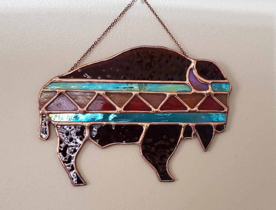 Stained Glass Southwest Boho Buffalo | Etsy