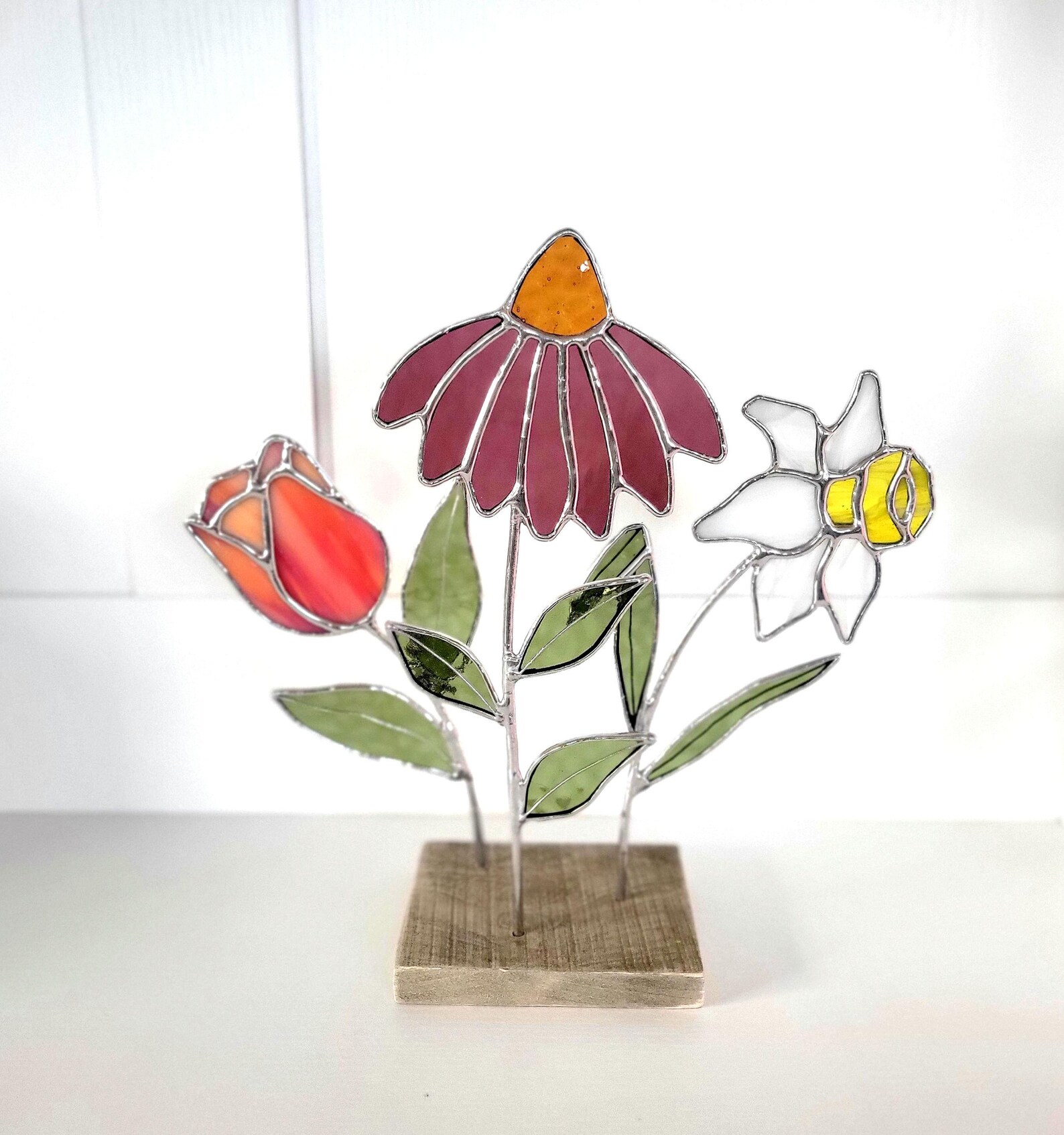 Stained Glass Spring Flower Bouquet - Etsy