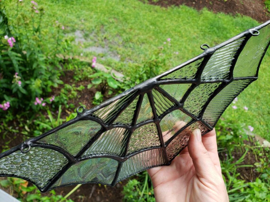 Large Stained Glass Half Spider Web Corner Sun Catcher | Etsy