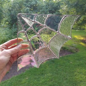 Large Stained Glass Spider Web Corner Sun Catcher - Etsy
