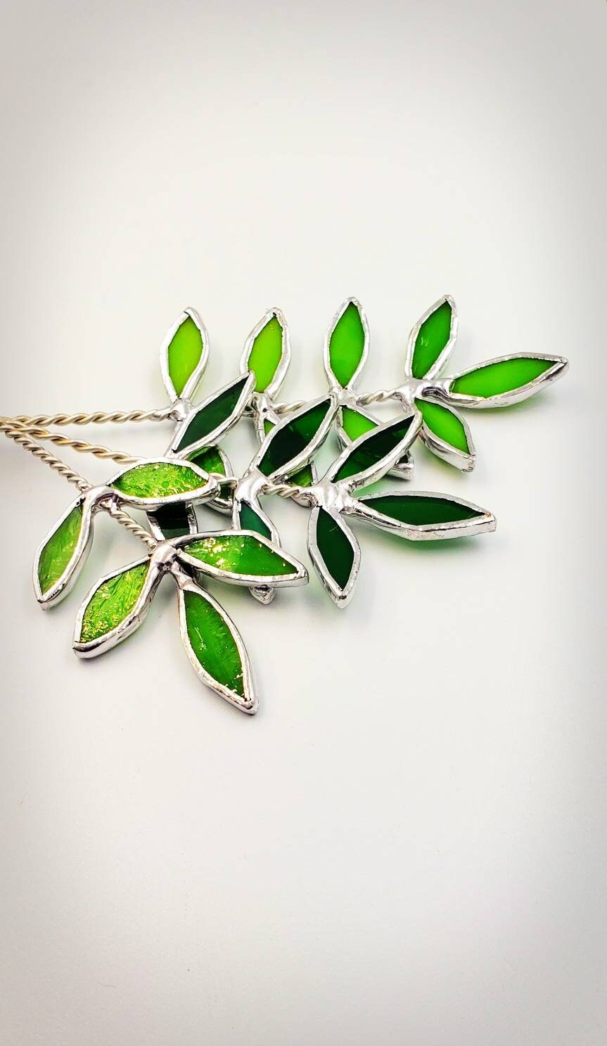 Stained Glass Propagated Sprigs With Vase - Etsy