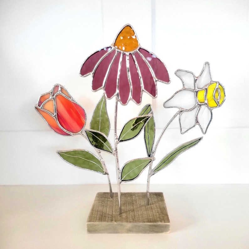 Stained Glass Spring Flower Bouquet - Etsy