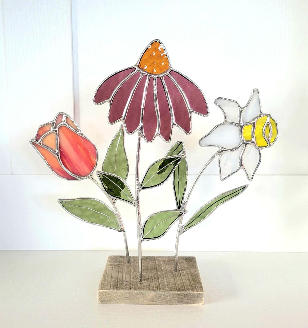 Stained Glass Spring Flower Bouquet - Etsy