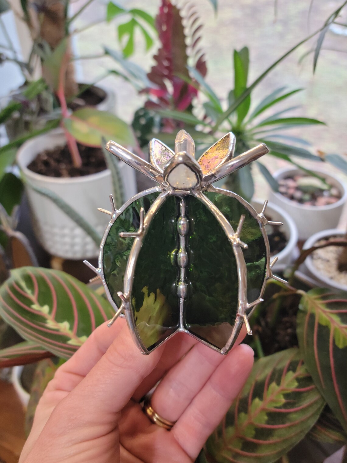 Stained Glass Barrel Cactus Plant With Crystal Geode Pistil - Etsy
