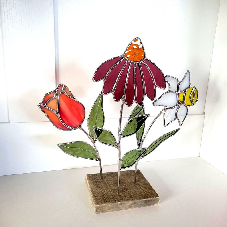 Stained Glass Spring Flower Bouquet - Etsy