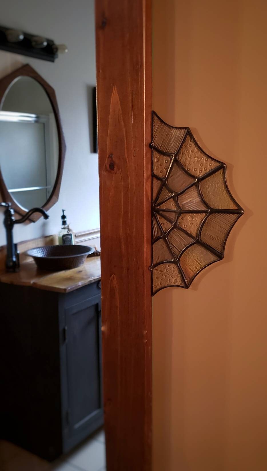 Large Stained Glass Half Spider Web Corner Sun Catcher | Etsy