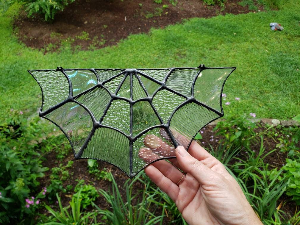 Large Stained Glass Half Spider Web Corner Sun Catcher | Etsy
