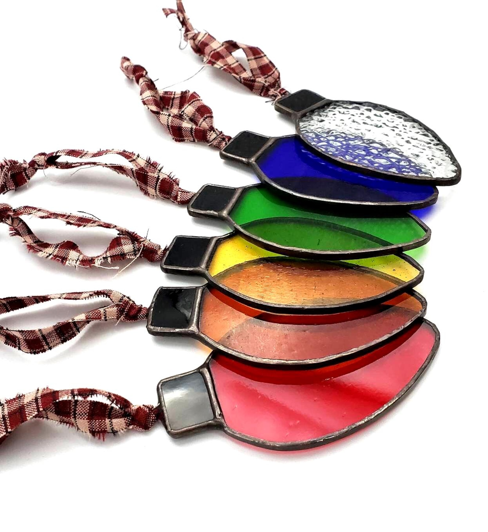 Up-cycled Church Glass Set of 6 -christmas Light Bulb- Stained Glass ...