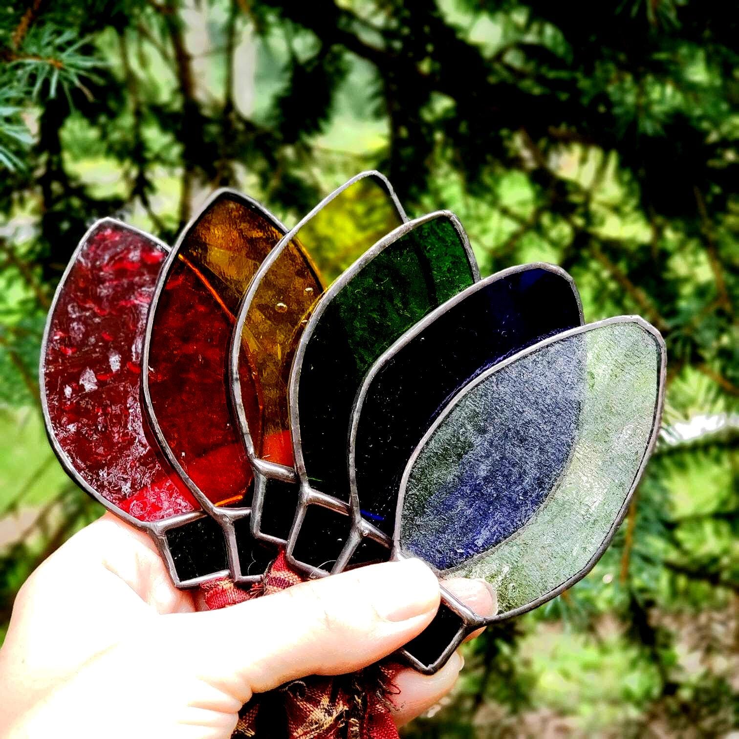 Up-cycled Church Glass Set of 6 -christmas Light Bulb- Stained Glass ...