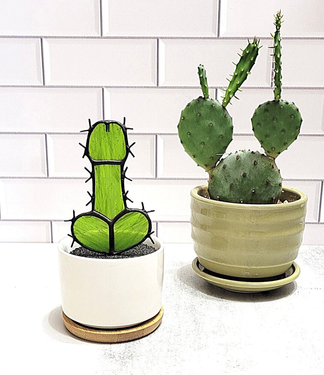ORIGINAL Stained Glass Potted Male Cactus (cocktus) - Etsy