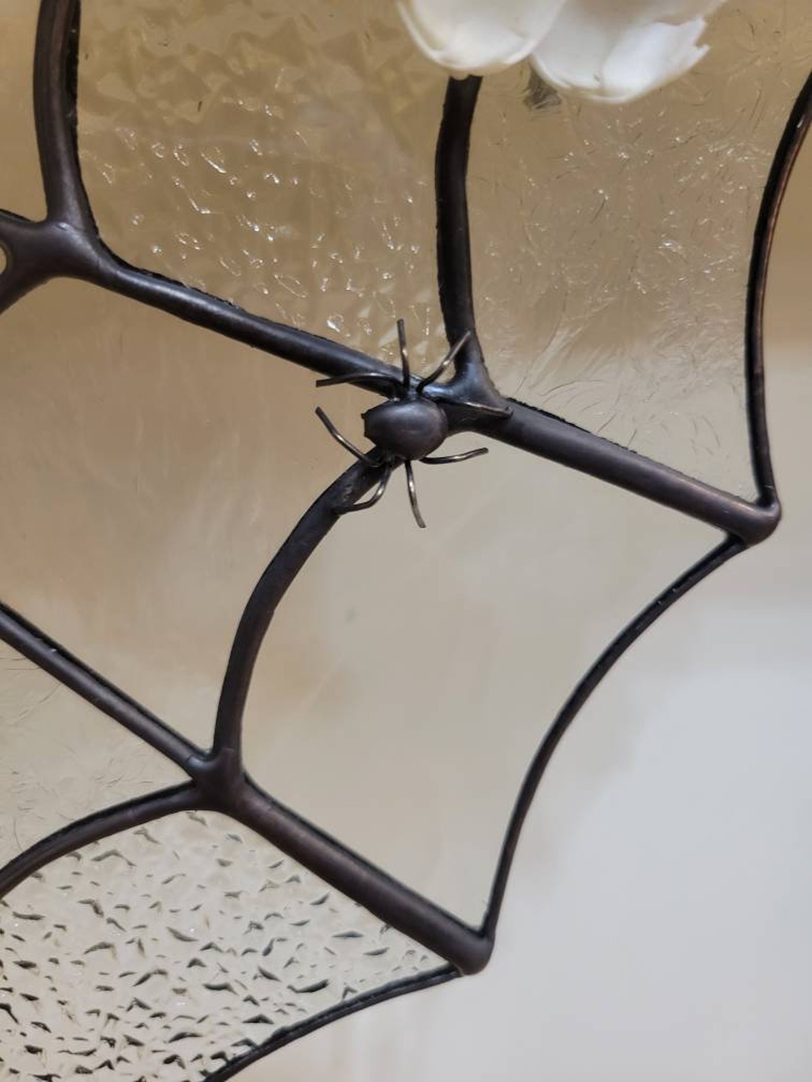 Large Stained Glass Spider Web Corner Sun Catcher With Spider - Etsy