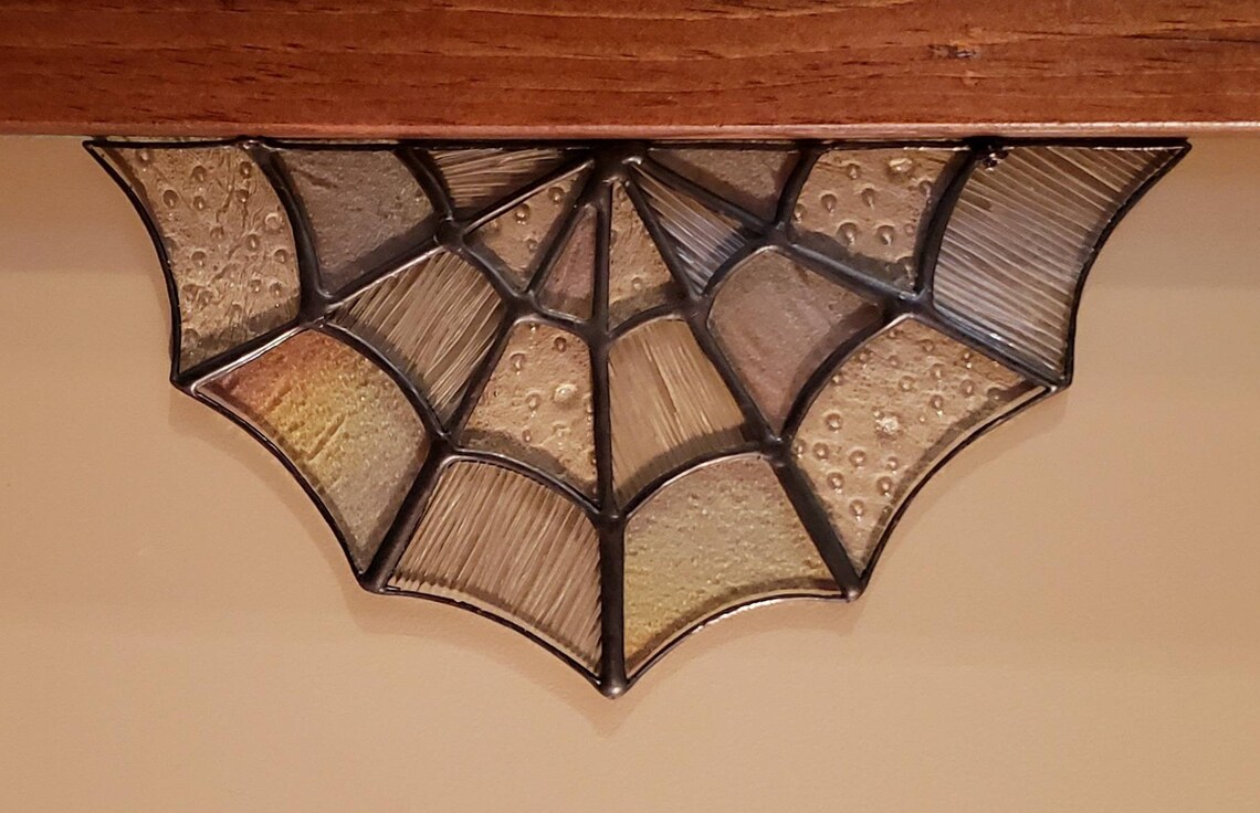 Large Stained Glass Half Spider Web Corner Sun Catcher | Etsy