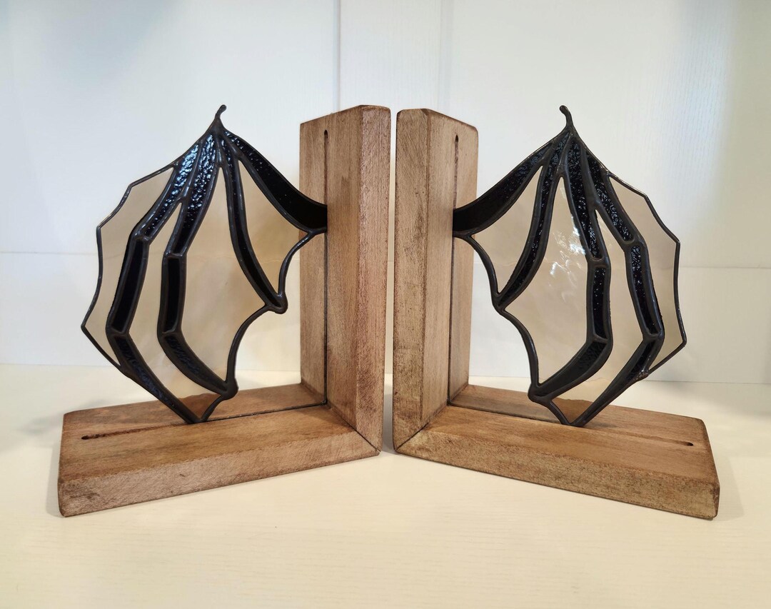 Stained Glass Spooky Bat Wings Bookends Corner Sun Catcher Glass ...