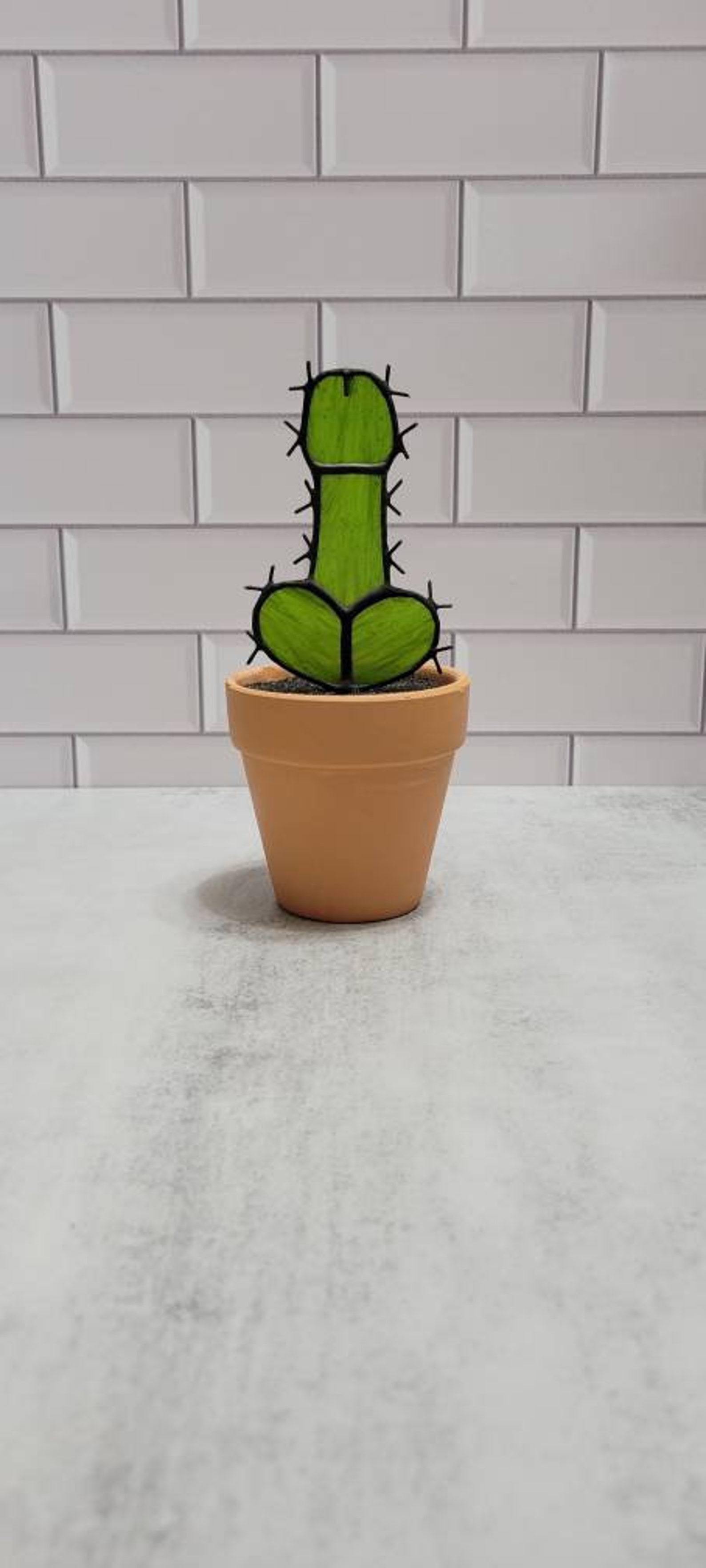 ORIGINAL Stained Glass Potted Male Cactus cocktus - Etsy