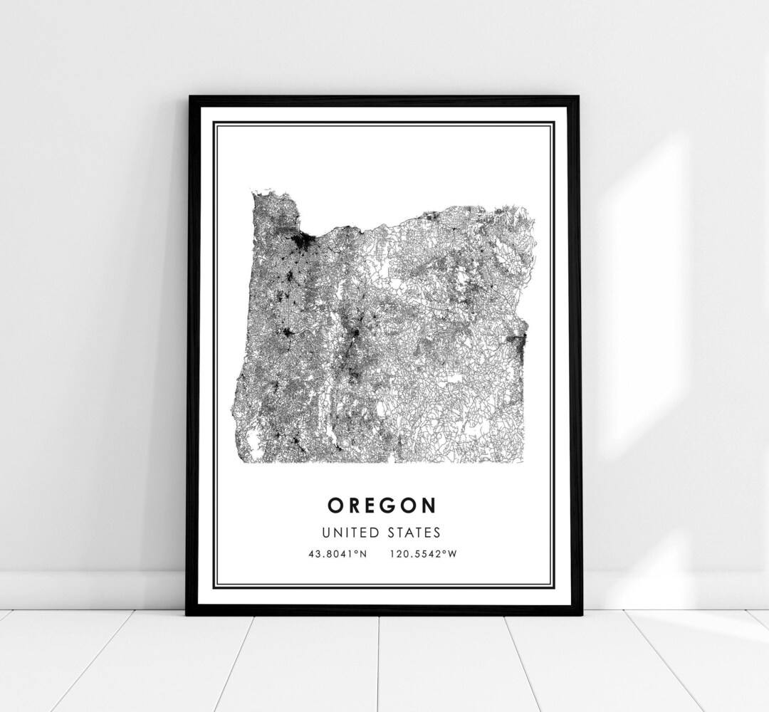 Oregon United States Map Print Poster Canvas | Oregon United States ...
