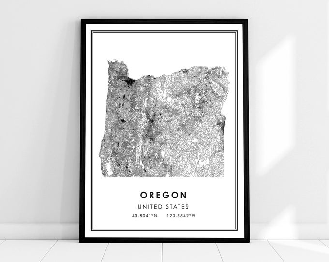 Oregon Vintage Map Print Oregon Map USA State Map Art Oregon City Road ...