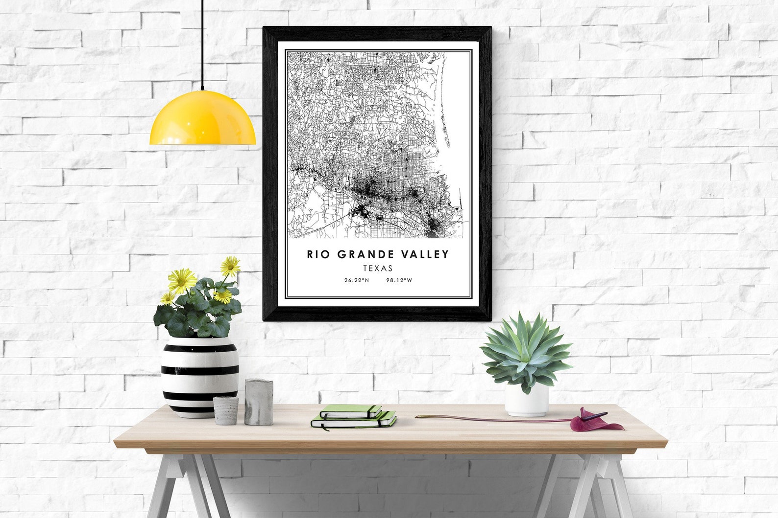 Rio Grande Valley map print poster canvas Texas Street map | Etsy