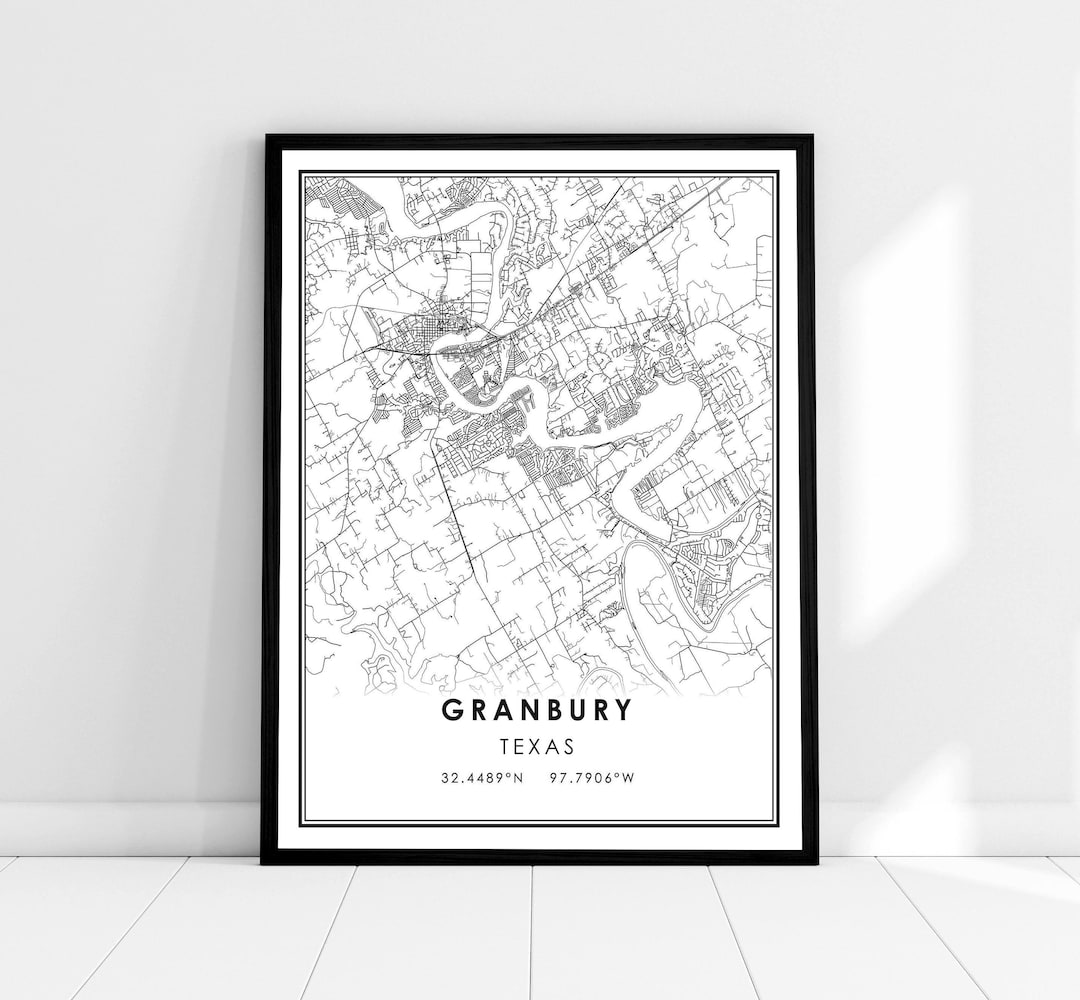 Granbury Map Print Poster Canvas Texas Map Print Poster Canvas Granbury ...