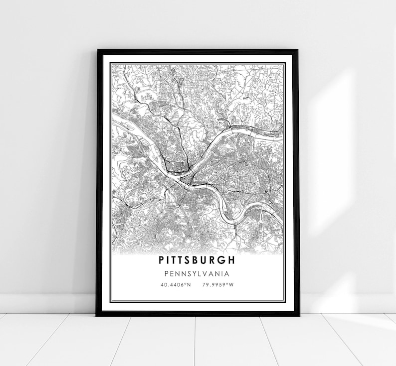 Pittsburgh Map Print Poster Canvas | Pennsylvania Map Print Poster ...
